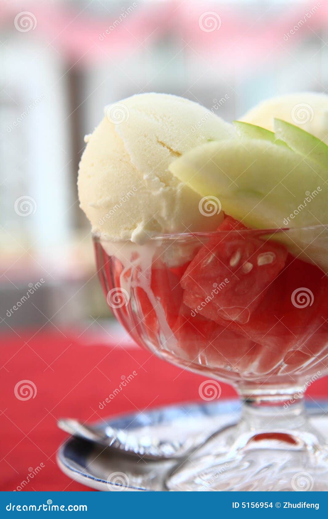 Icecream Sundaes with Watermelon Stock Photo - Image of treat, food ...