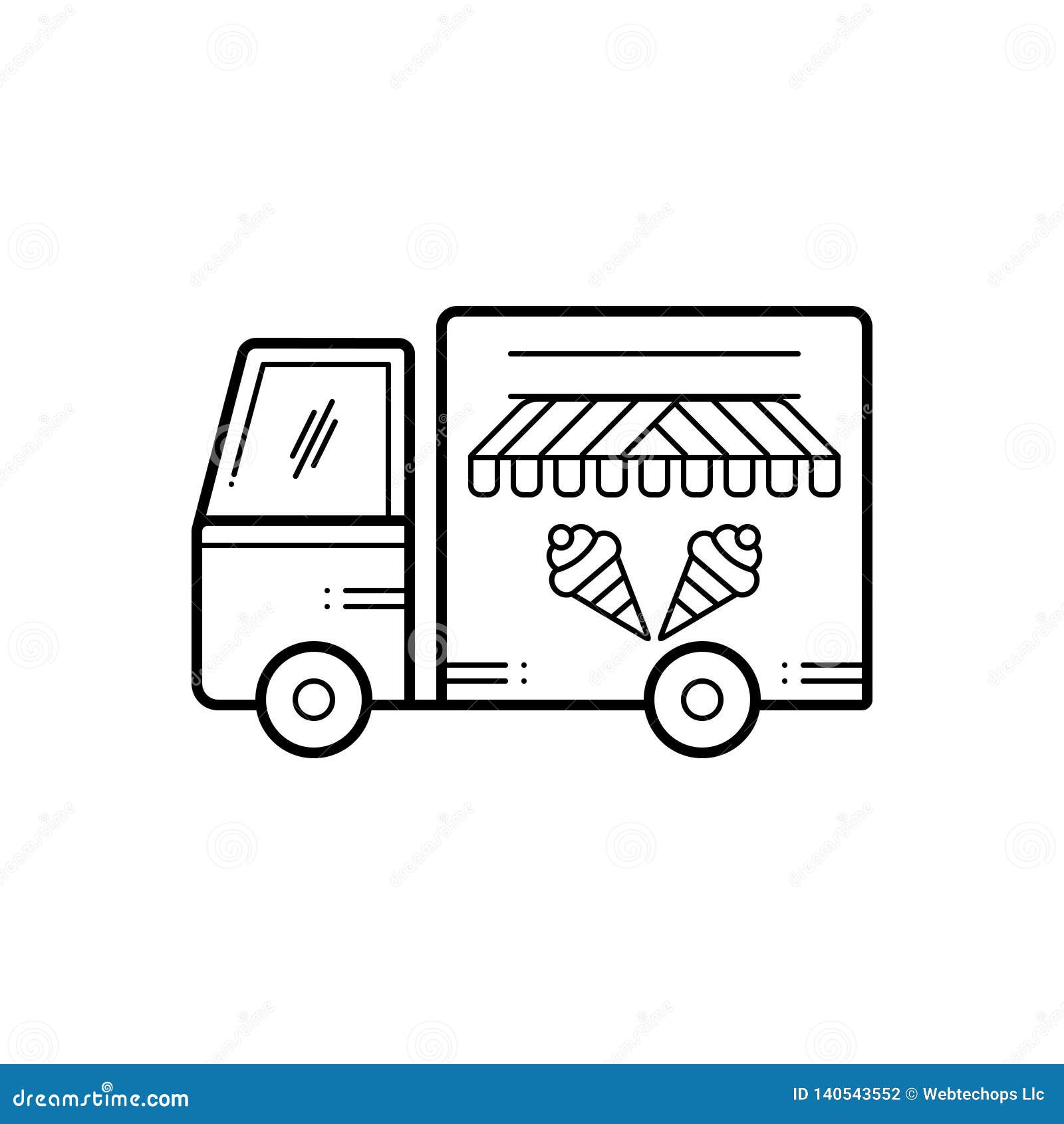 Black Line Icon for Icecream Van, Carriage and Town Stock Vector ...