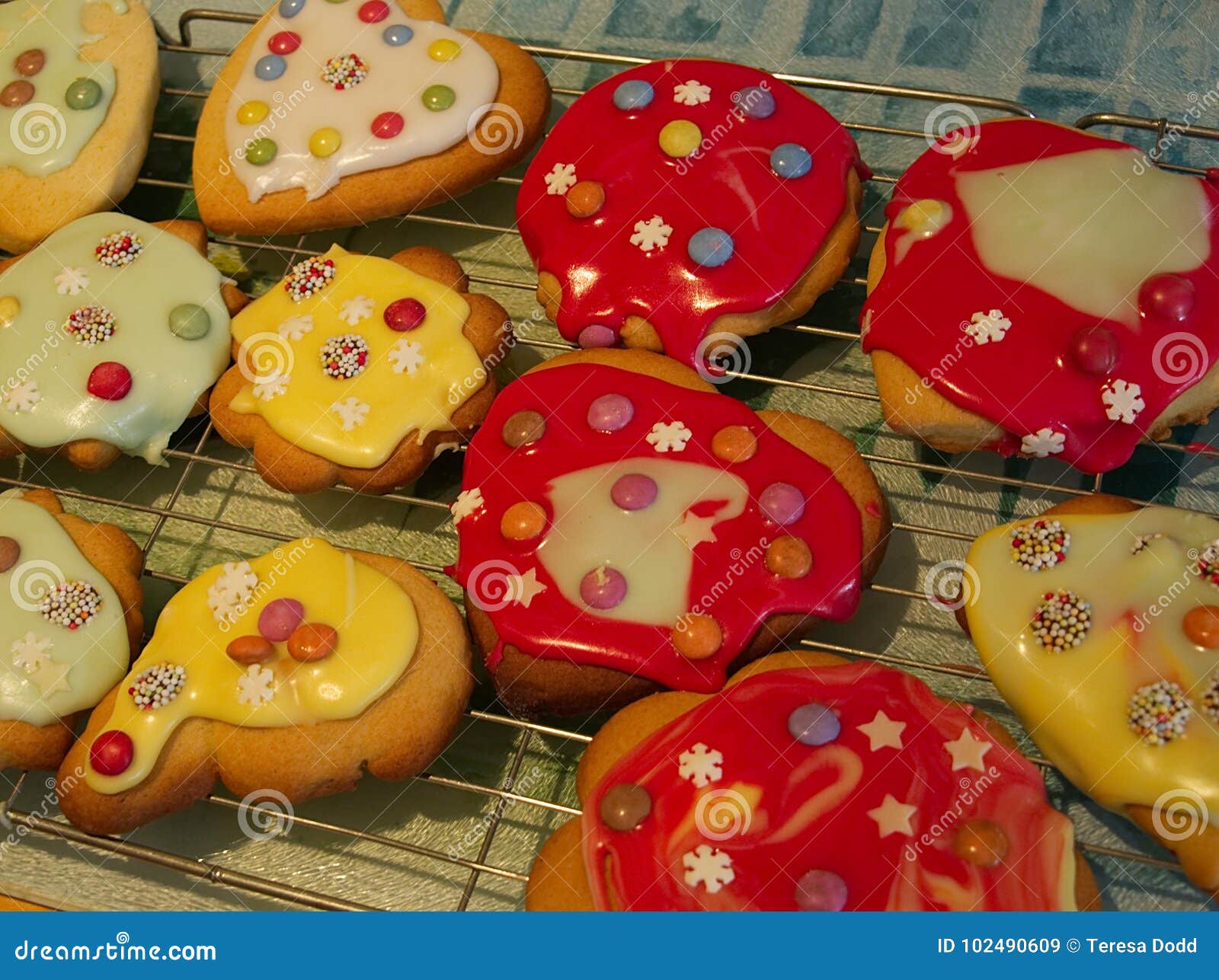 Iced Biscuits Made by Child Stock Image - Image of pastime, baking ...