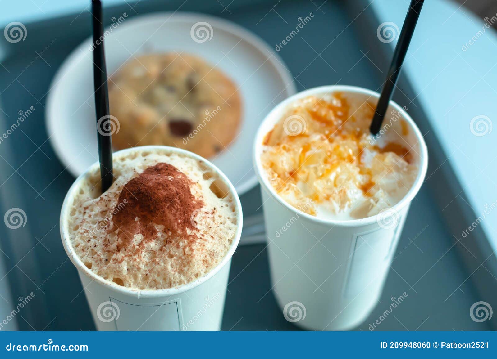 Iced Cappuccino Coffee in Coffee Shop Cafe Restaurant Stock Photo ...