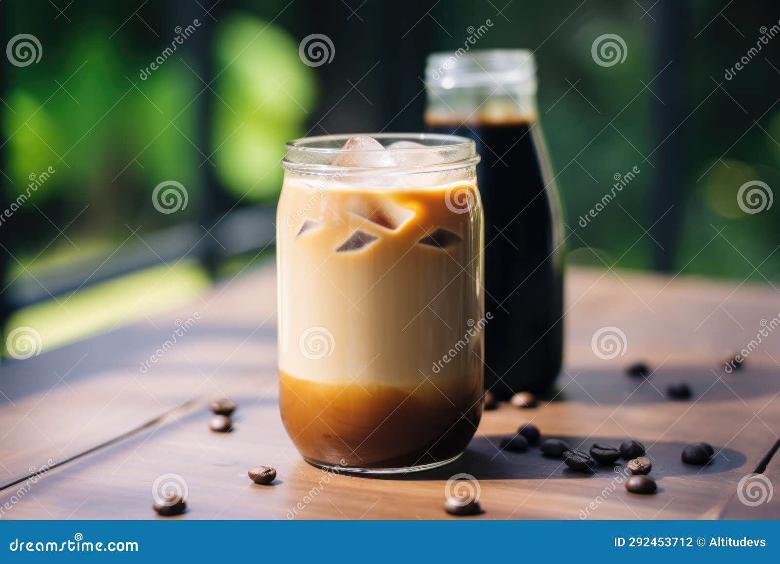 Iced Chai Latte in a Mason Jar on a Sunny Day Stock Photo - Image of ...