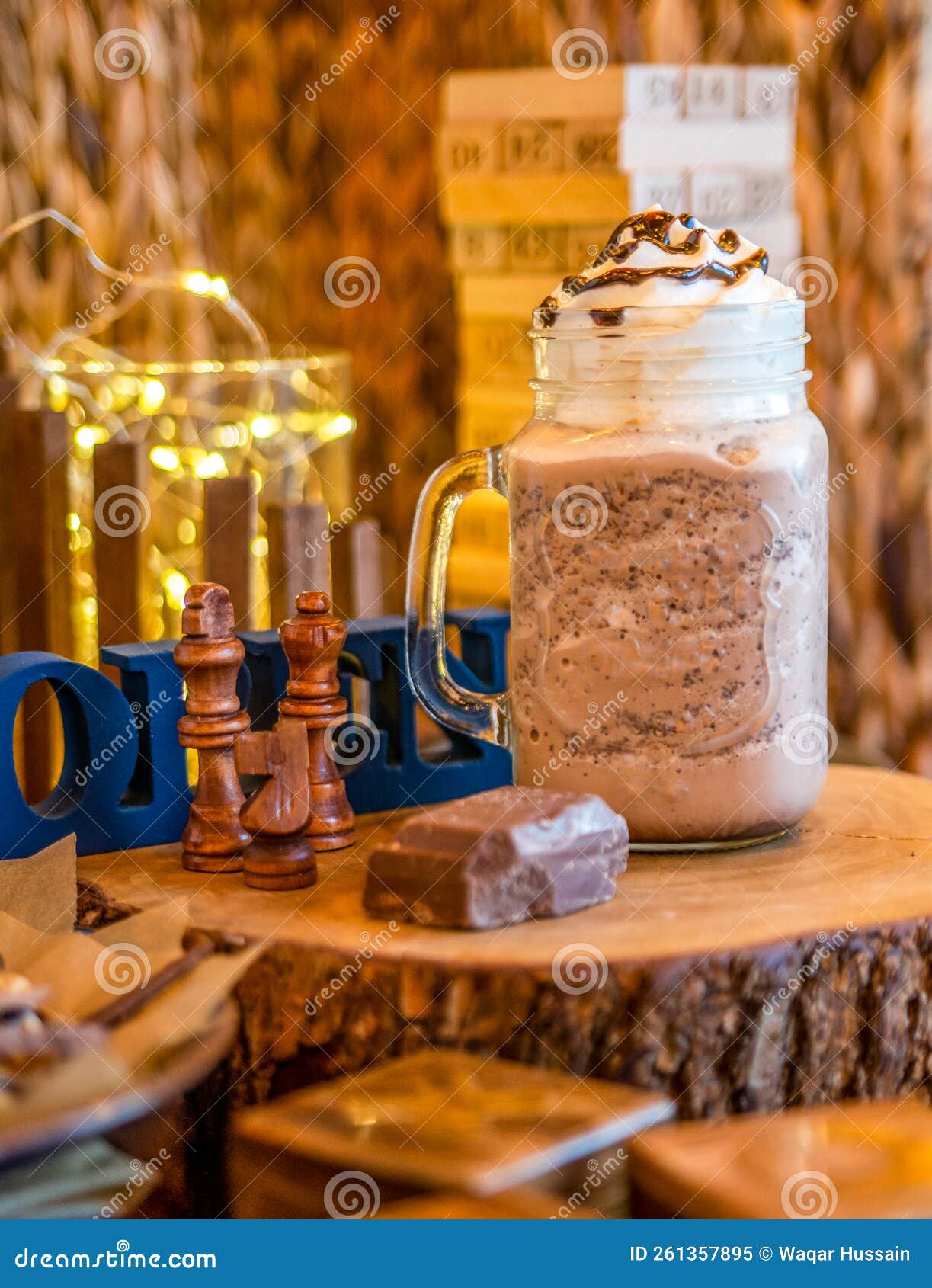 Iced Chocolate Frappe Served in Mug Isolated on Table Side View Stock ...