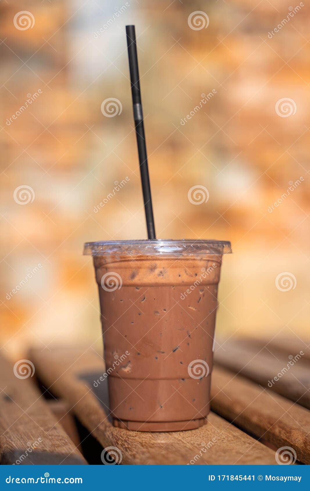 Iced Chocolate in Plastic Glass Stock Image - Image of chocolate ...