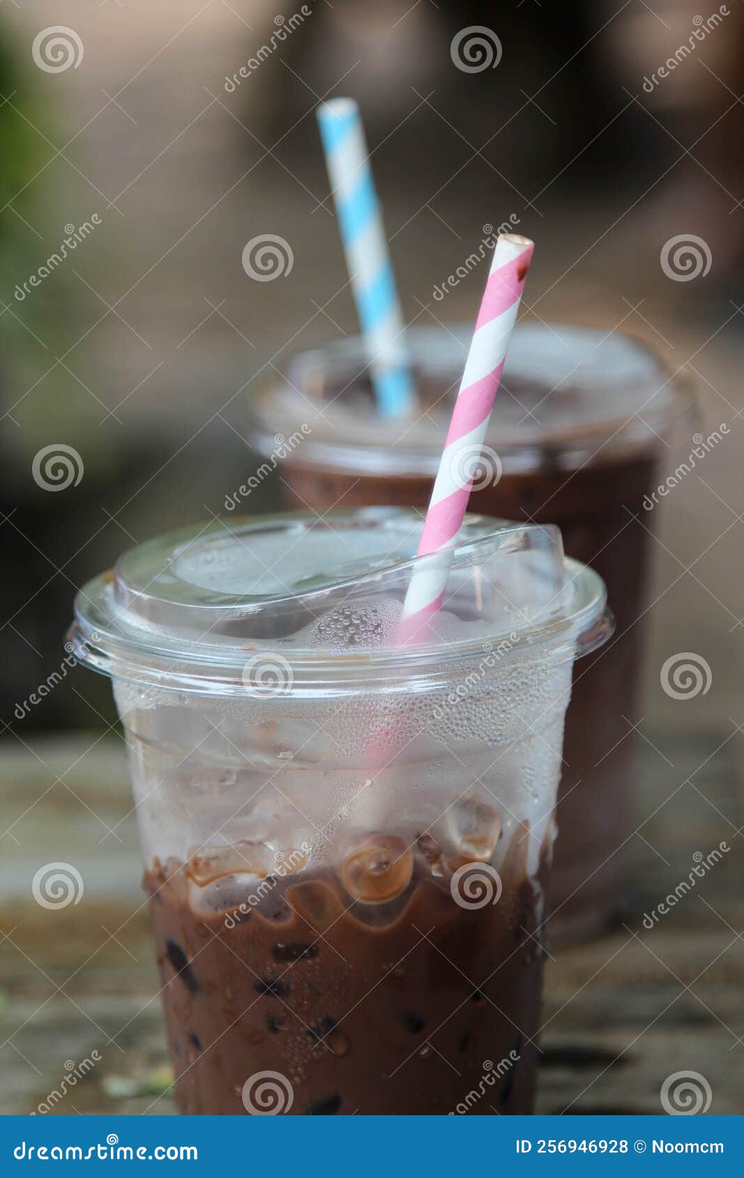 The Iced Chocolate in Takeaway Plastic Cups Stock Photo - Image of ...