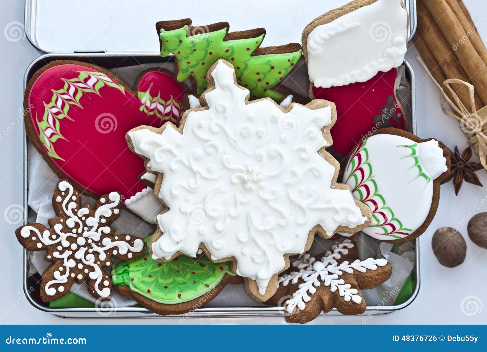 Iced Christmas cookies. stock photo. Image of eating - 48376726