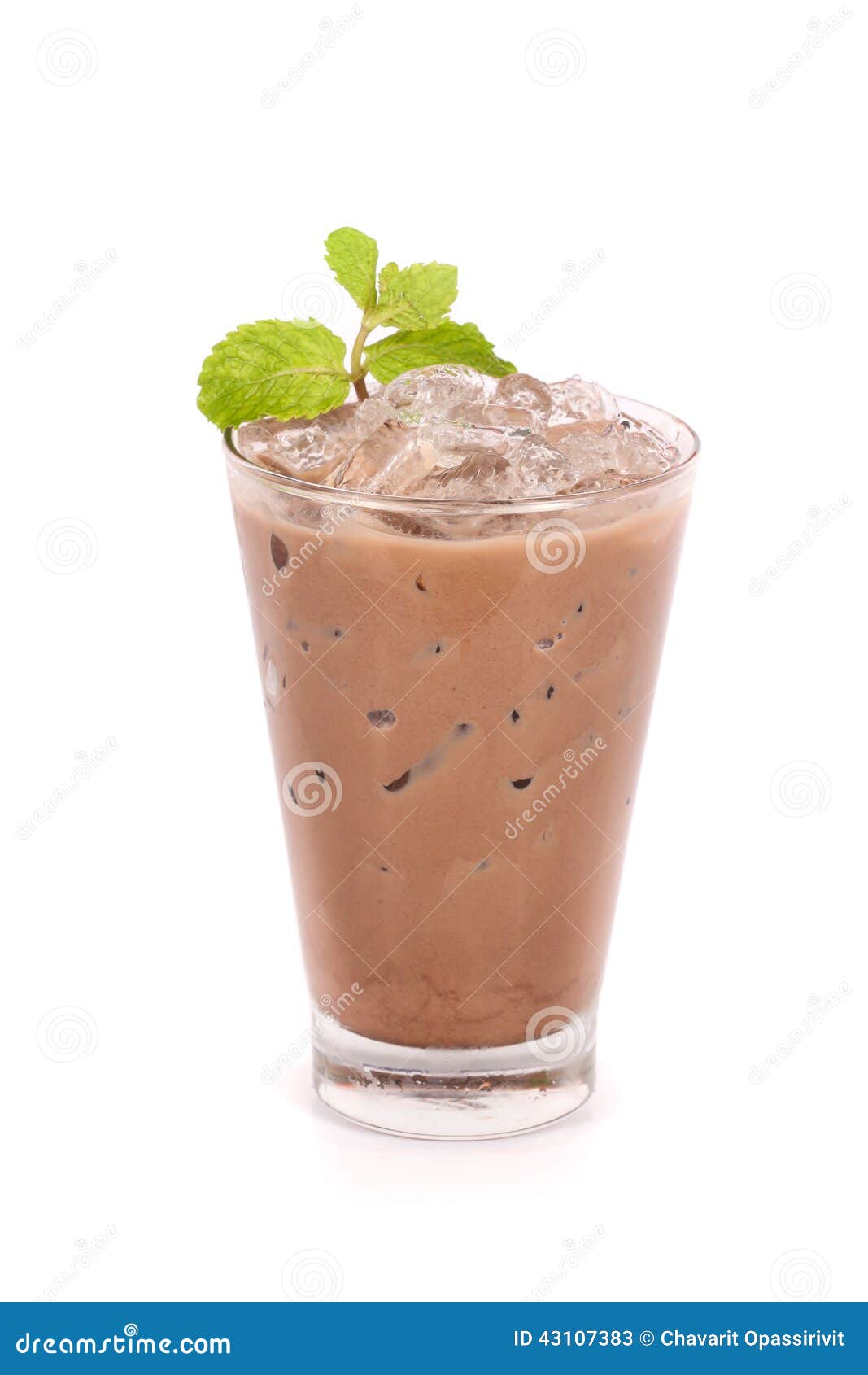 Iced cocoa in a glass stock image. Image of container - 43107383