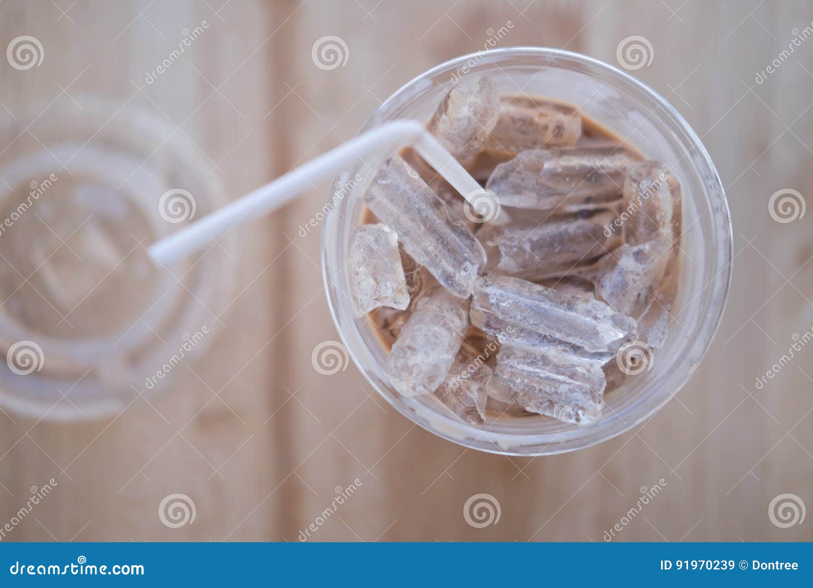 Iced cocoa in plastic cup stock image. Image of beverage - 91970239