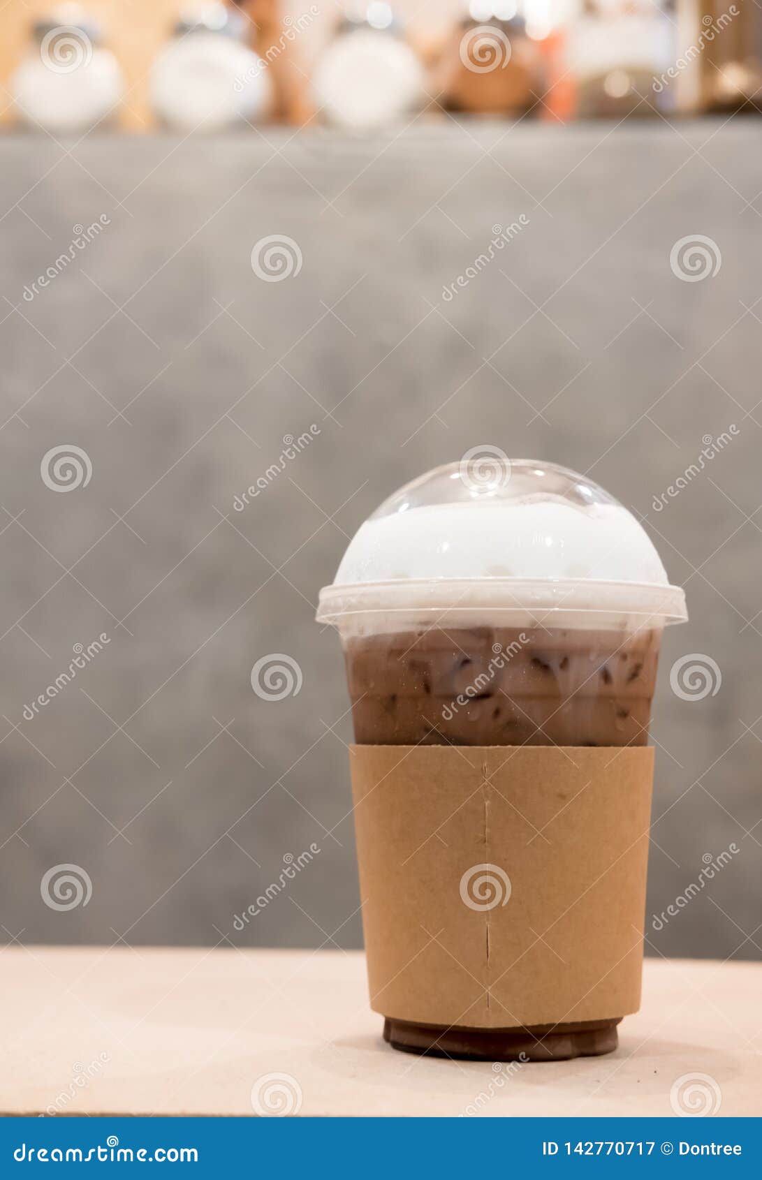 Iced Cocoa in Takeaway Cup on Table Stock Image - Image of cold, fresh ...