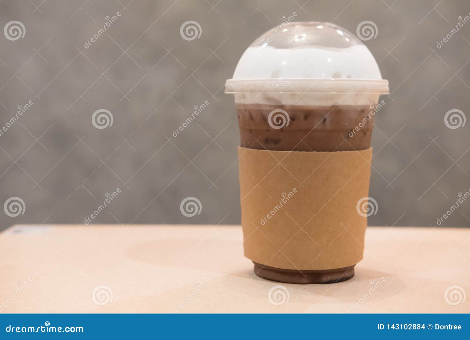 Iced Cocoa in Takeaway Cup on Table Stock Photo - Image of milky ...