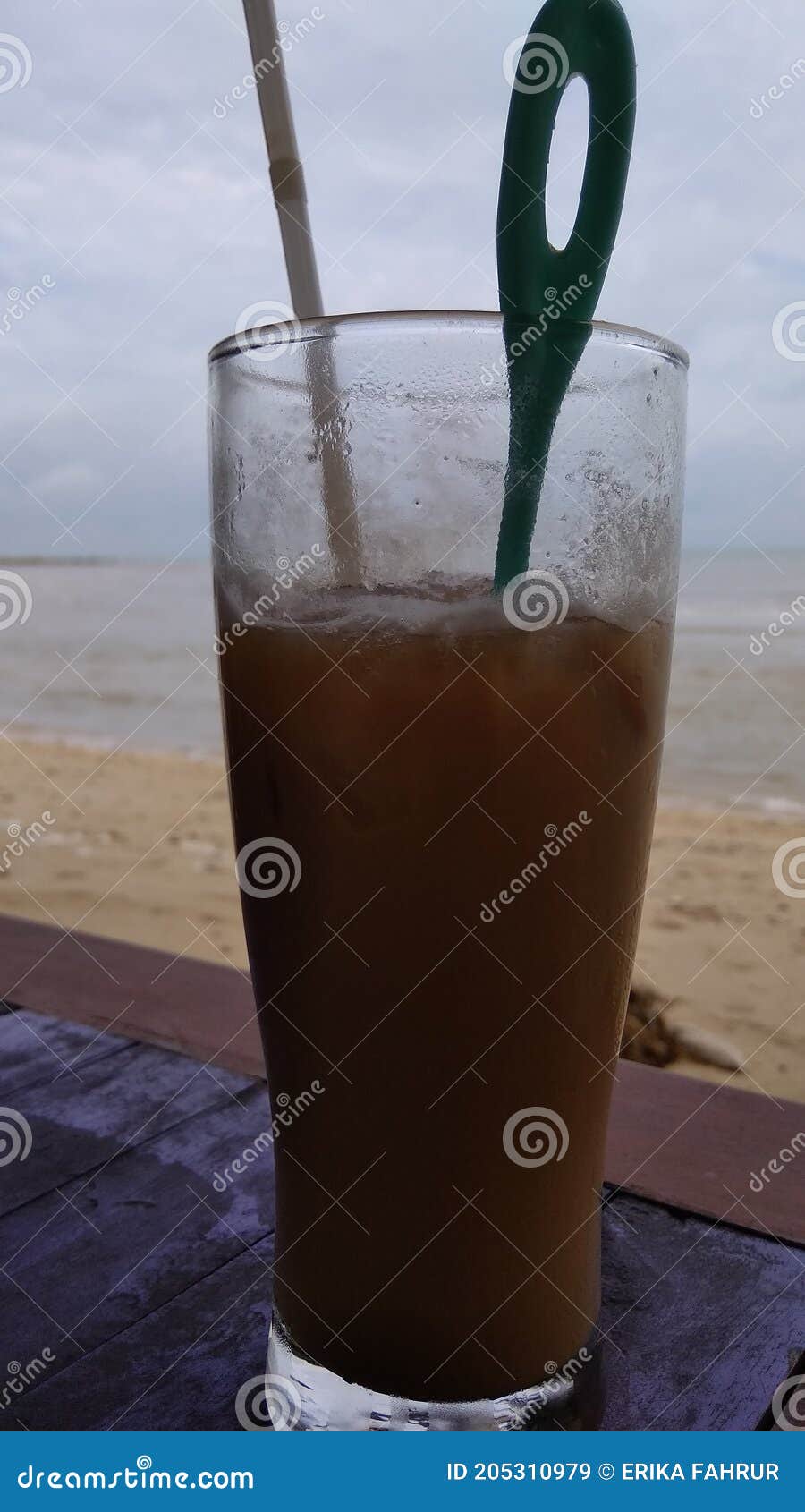 The Iced Coffee on the Beach is Fresh Stock Image - Image of coffee ...