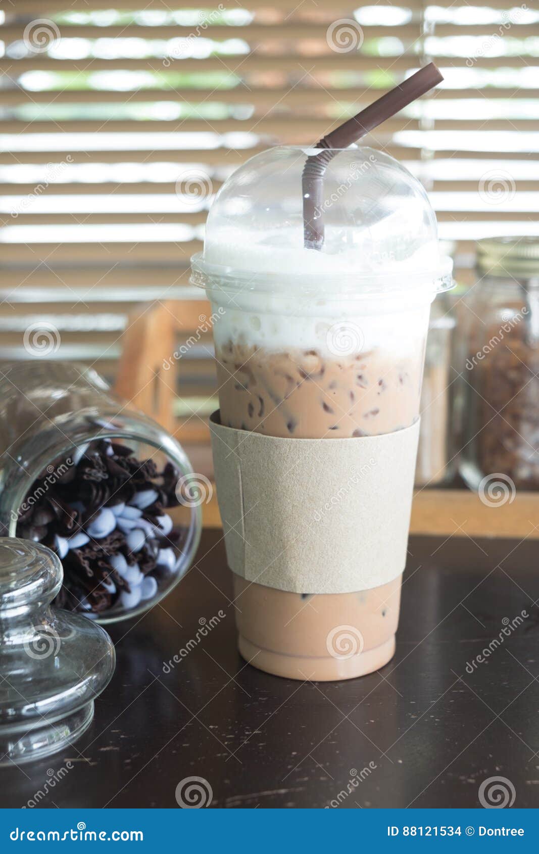 Iced coffee in coffee shop stock photo. Image of milk - 88121534