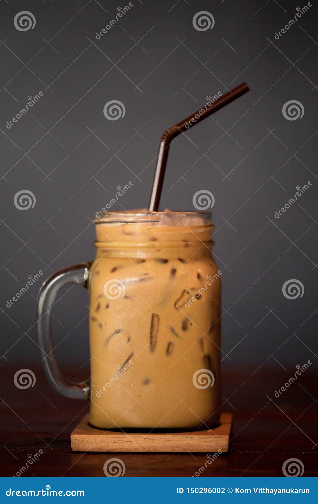 Iced Coffee in Cup Glass Vertical Shot in Studio Stock Photo - Image of ...