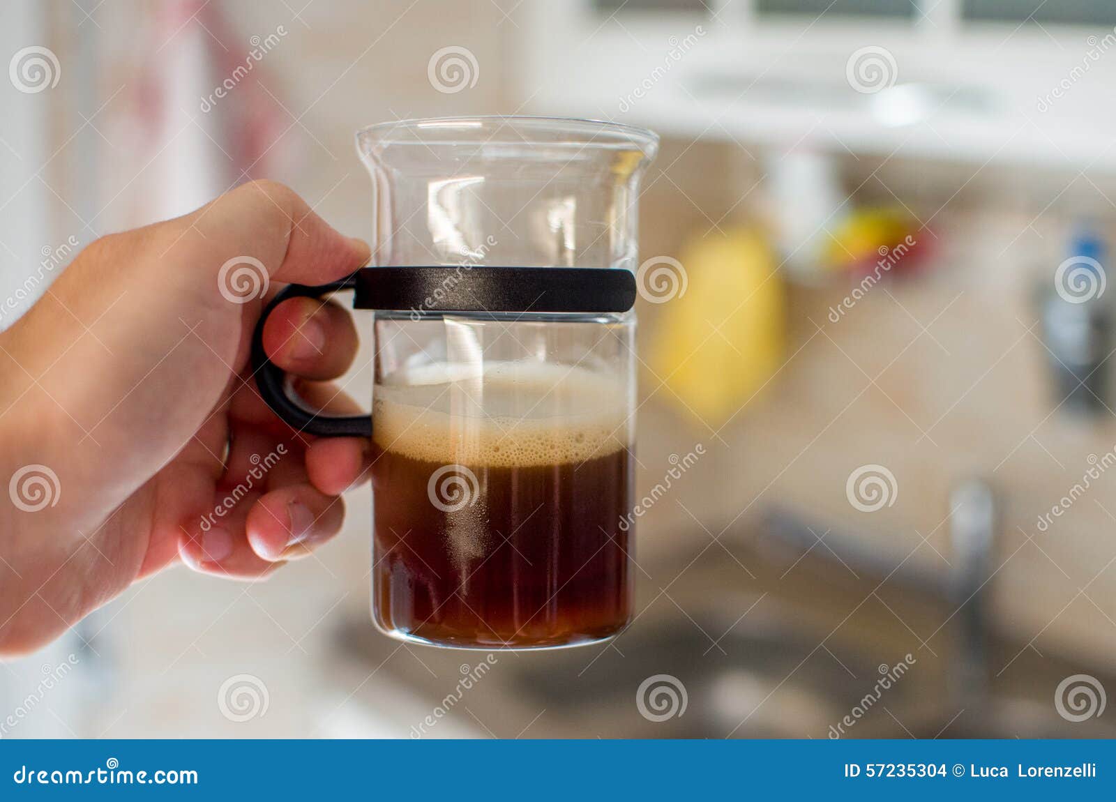 Hand take Iced coffee stock photo. Image of restaurant - 57235304