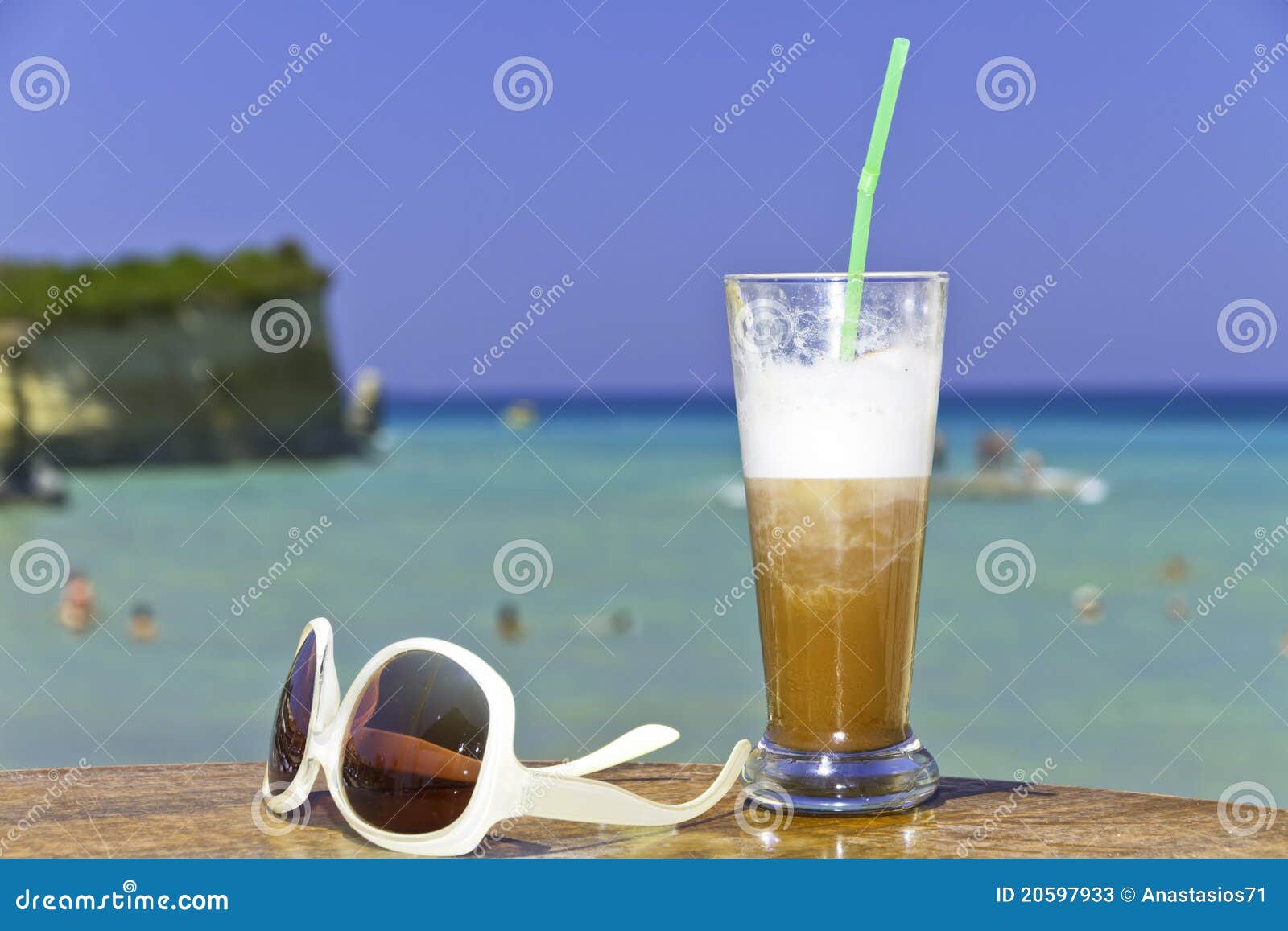 Iced Coffee in an Exotic Beach Stock Image - Image of freddo, chocolate ...