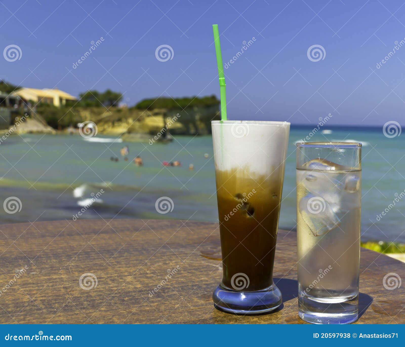 Iced Coffee in an Exotic Beach Stock Photo - Image of exotic, frozen ...