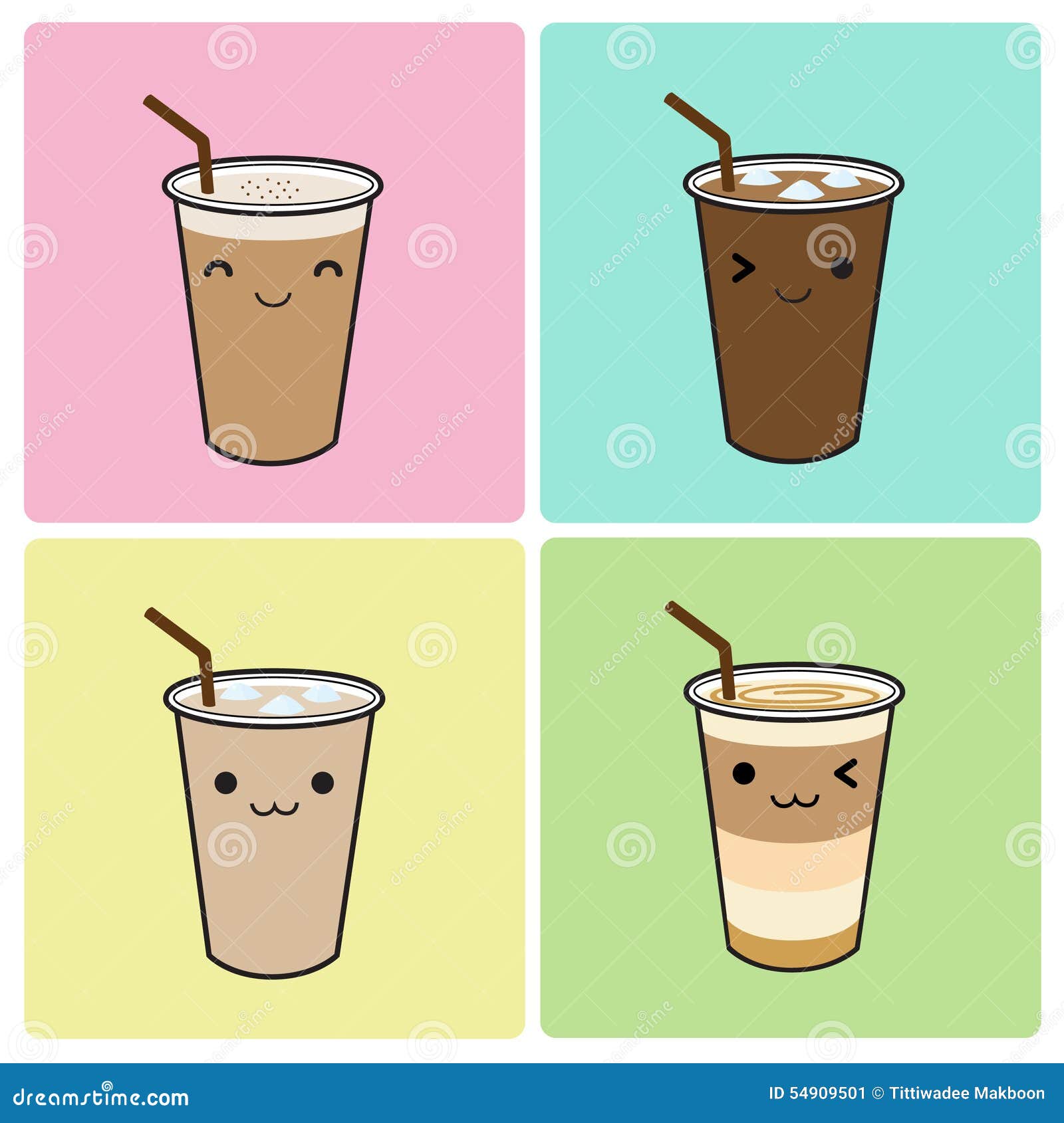 Iced Coffee Cup With Pouring Down Chocolate Splash And Cookies ...