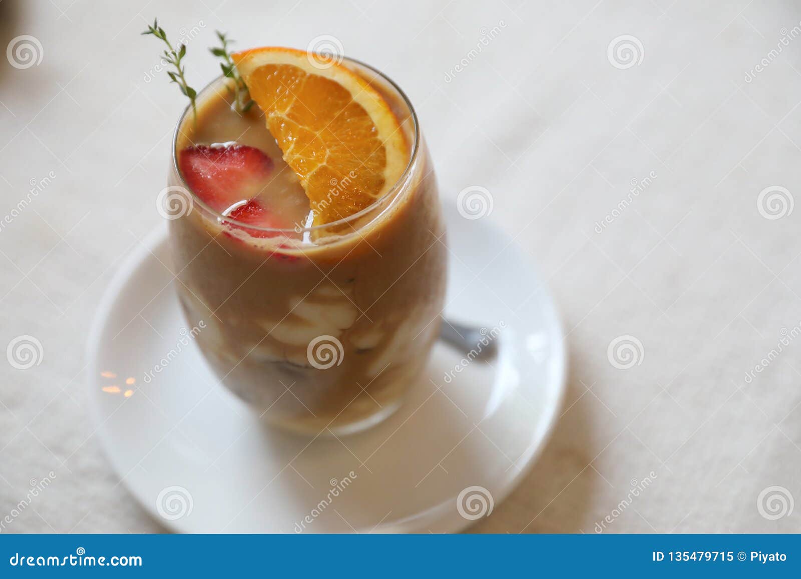 Iced Coffee Latte with Orange Mix in Close Up Stock Image - Image of ...