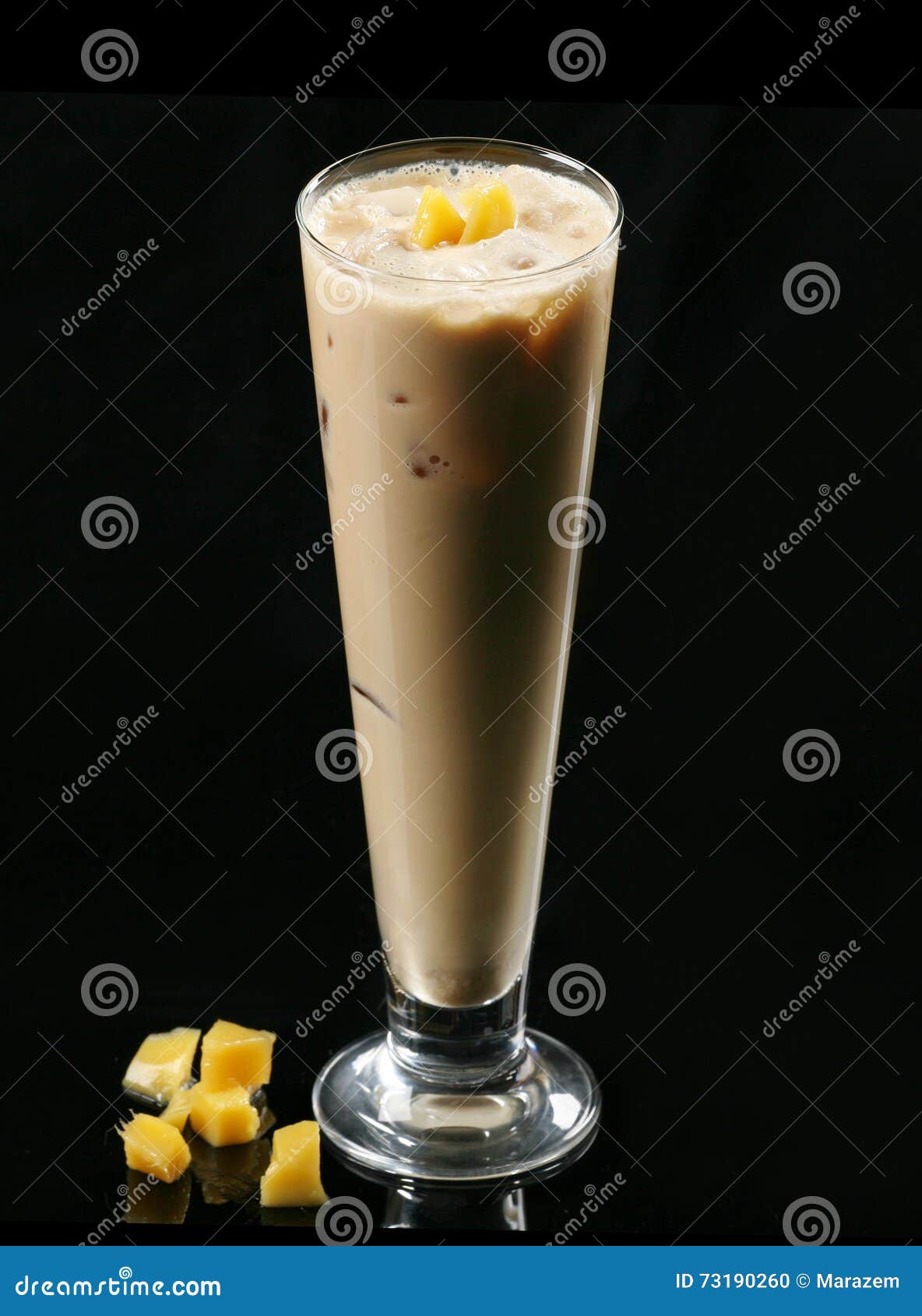 Iced Coffee with Milk and Mango Stock Photo - Image of cold, delicious ...