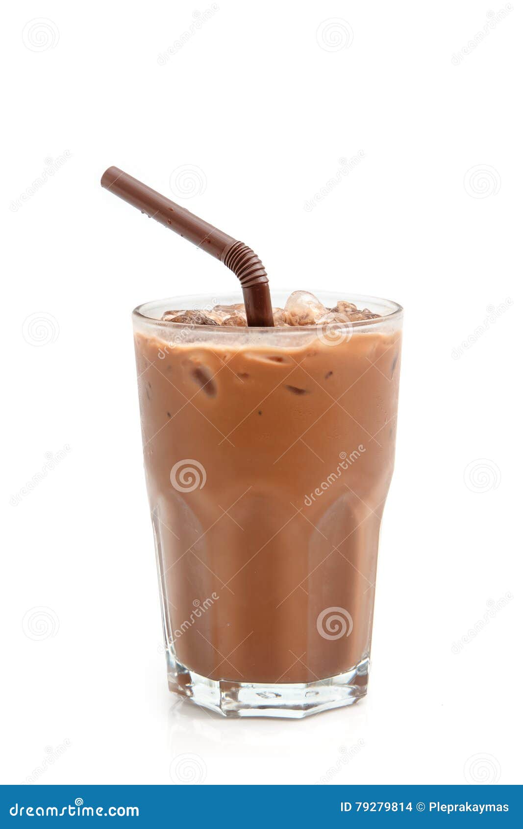 Iced Coffee Mocha in Glass on White Stock Photo - Image of background ...