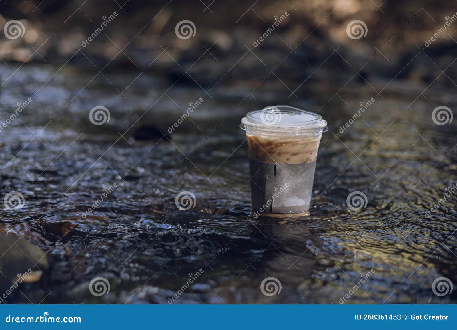 Iced Coffee with Nature View beside the Stream Stock Image - Image of ...