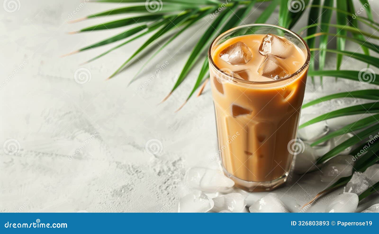 Iced Coffee with Palm Leaves on White Background Stock Image - Image of ...