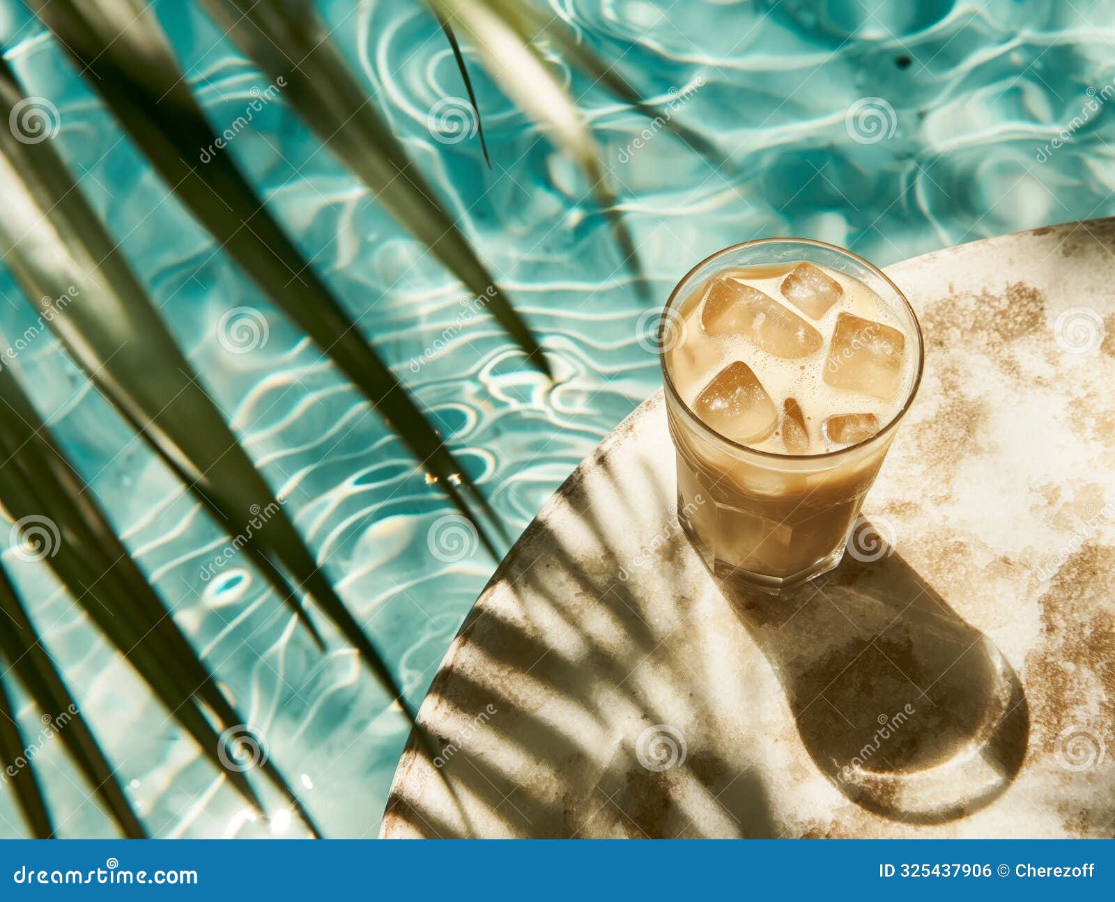 Iced Coffee by the Pool stock photo. Image of ripple - 325437906