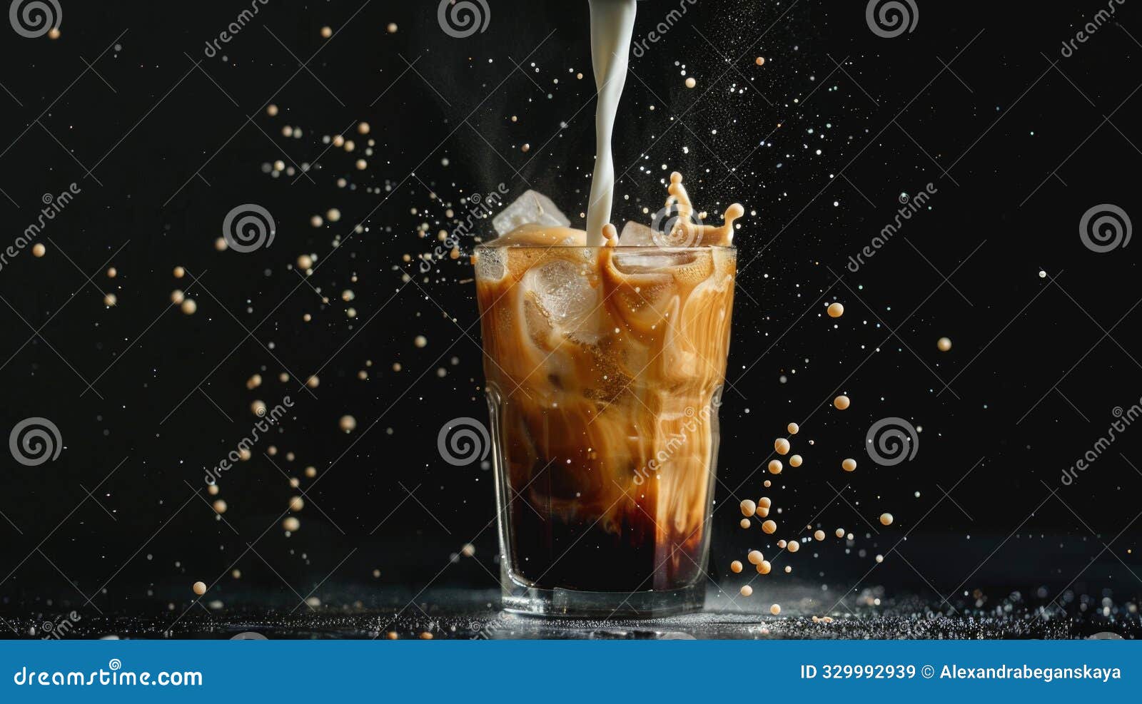 Iced Coffee Pour with Dynamic Splash on Dark Background Stock ...