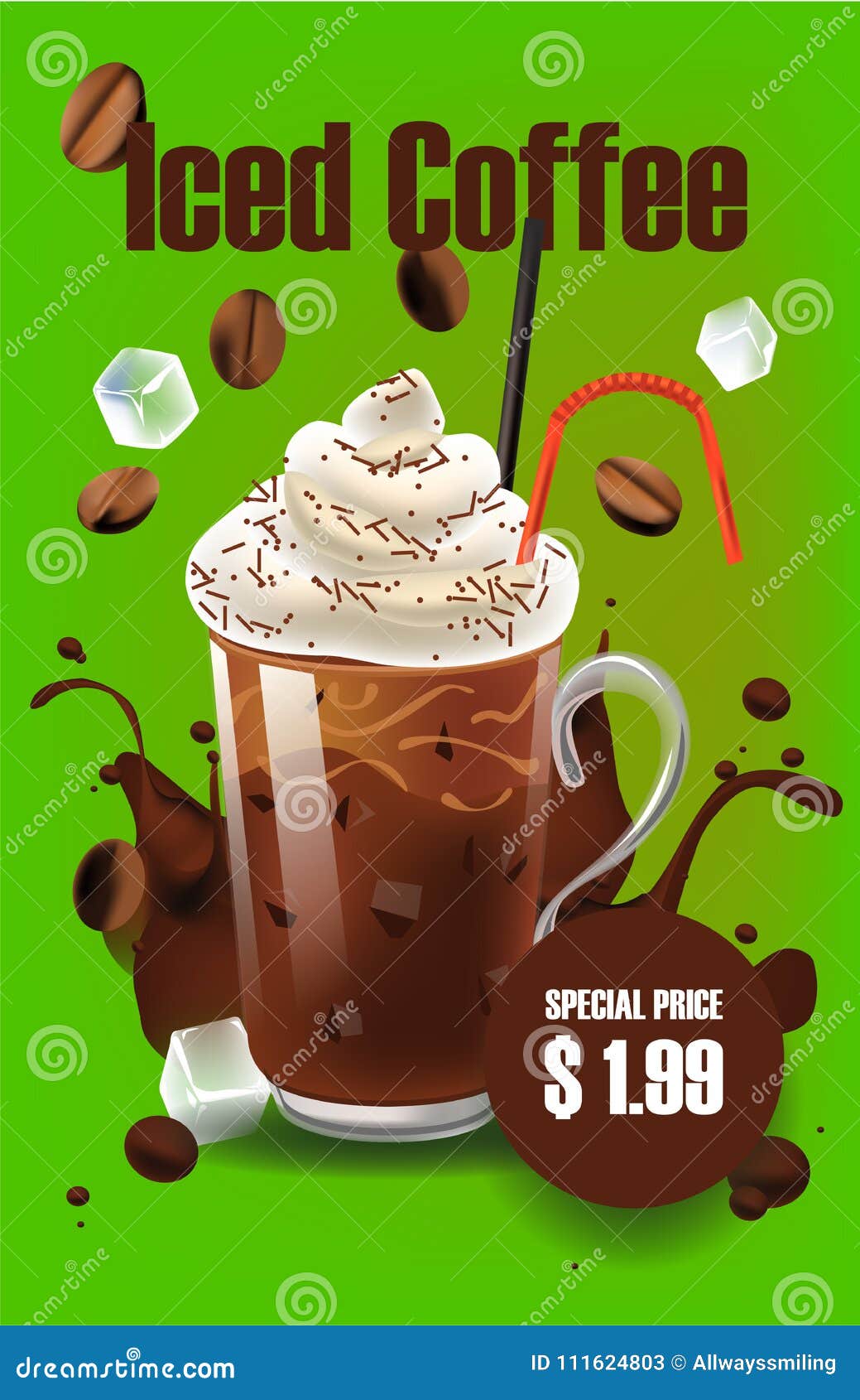 Iced Coffee Realism Style Vector Illustration Stock Vector ...