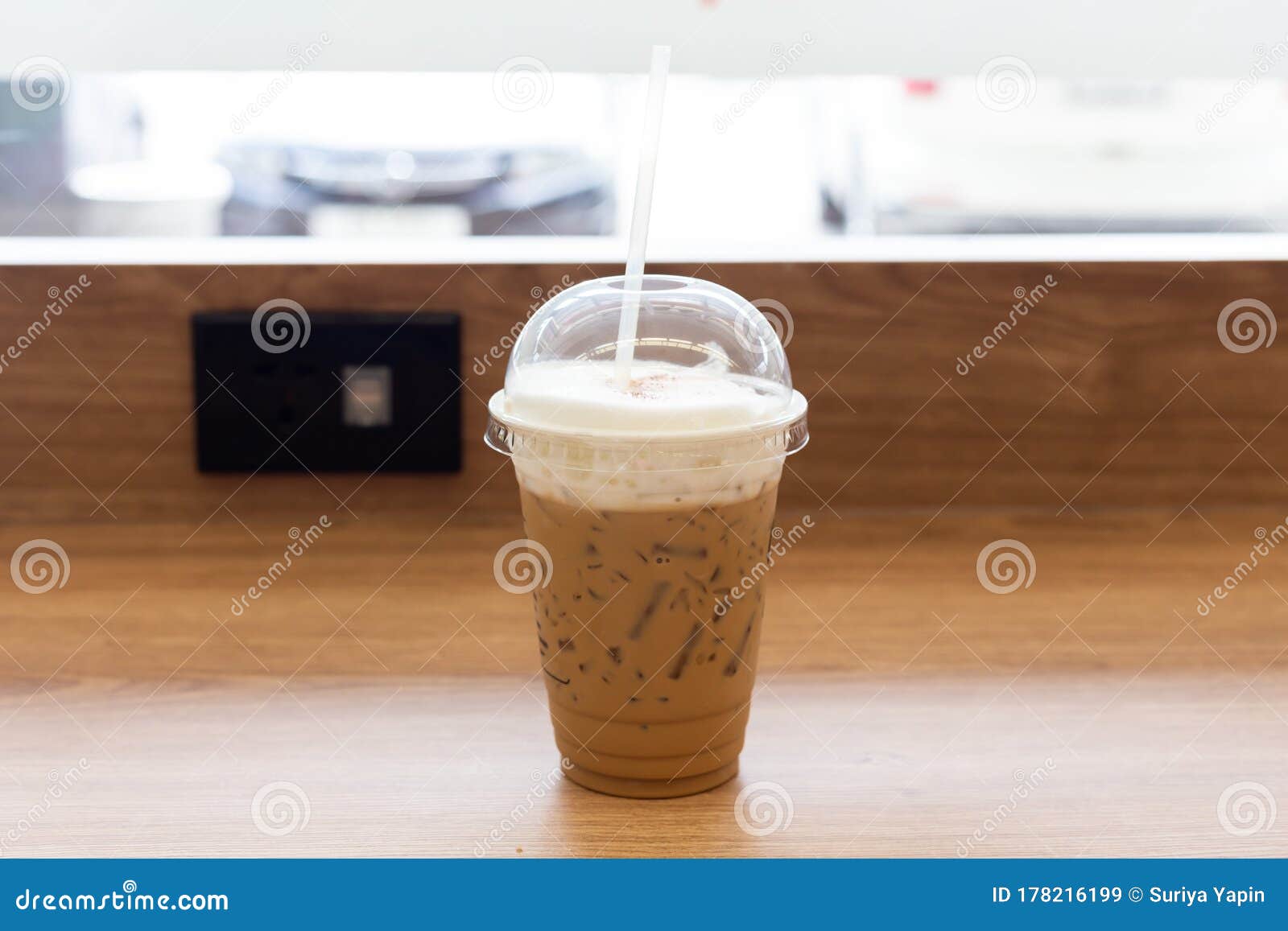 Iced coffee in coffee shop stock image. Image of frappe - 178216199