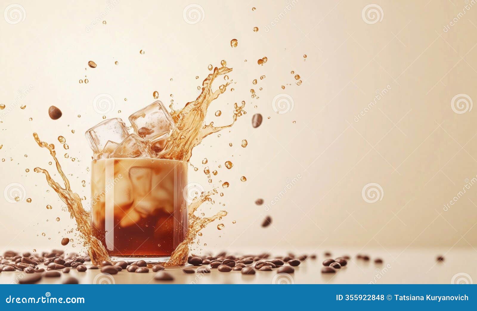 Dynamic Iced Tea Cocktail With Splashing Action On Golden Backdrop ...