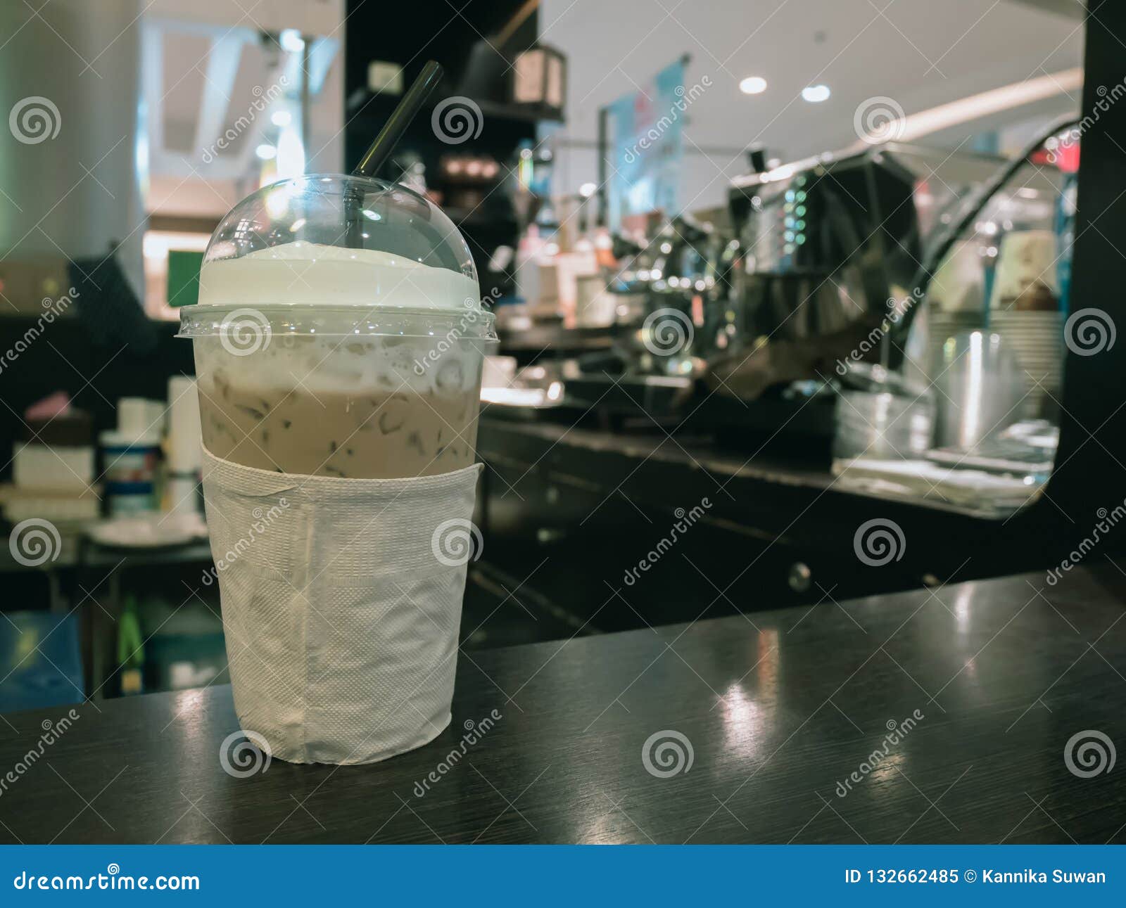 Iced Coffee on Table in Cafe Stock Image - Image of shop, chain: 132662485
