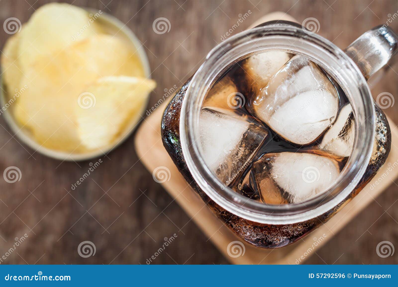Iced Cola with Potato Chips Stock Photo - Image of crispy, juice: 57292596
