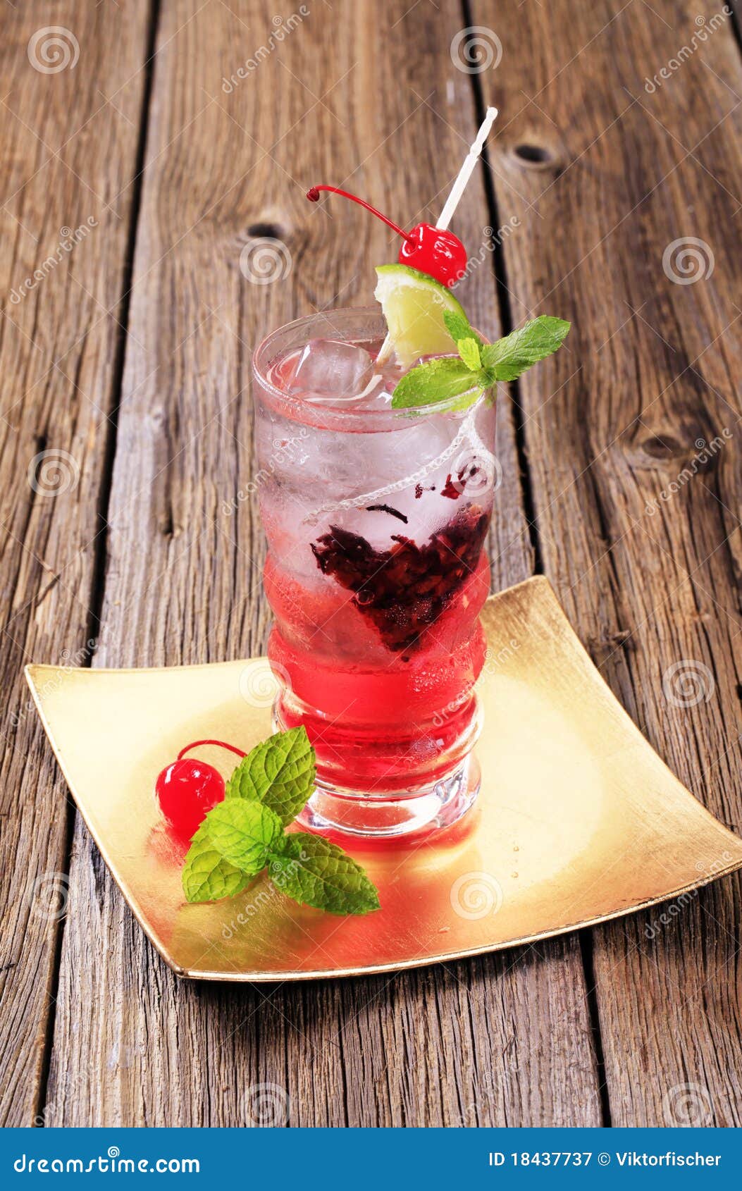 Iced Drink On A Background Of Tropical Fruits. Stock Photo ...