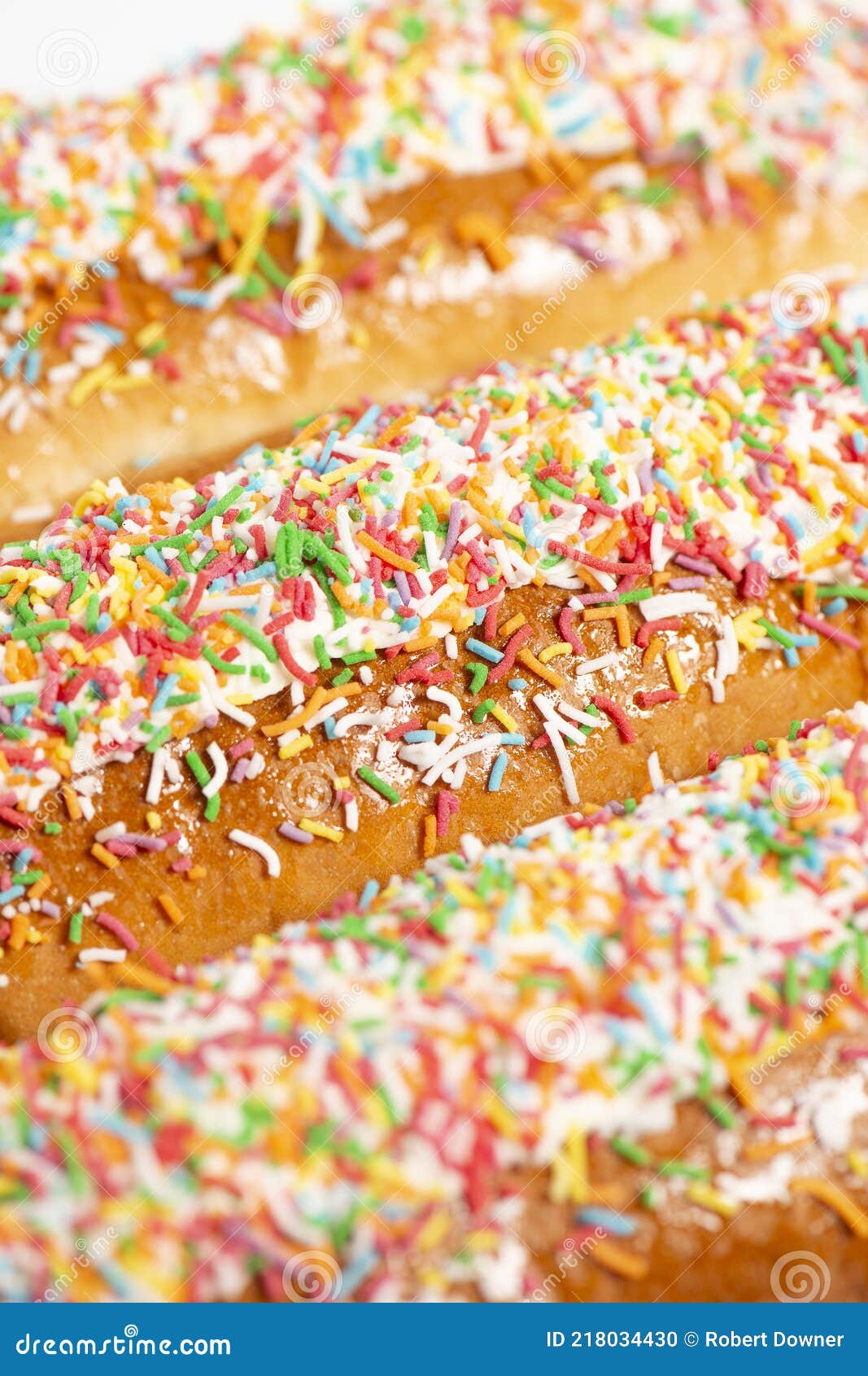 Iced Finger Buns with Sprinkles Stock Photo - Image of frosted ...