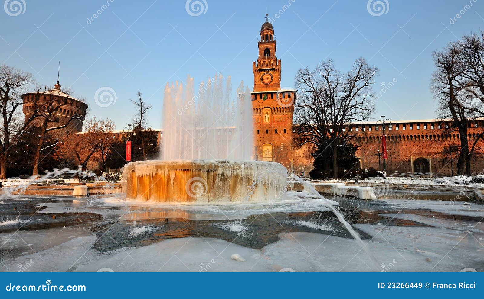 Iced Fountain at Castello Sforzesco - Milan Stock Image - Image of ...