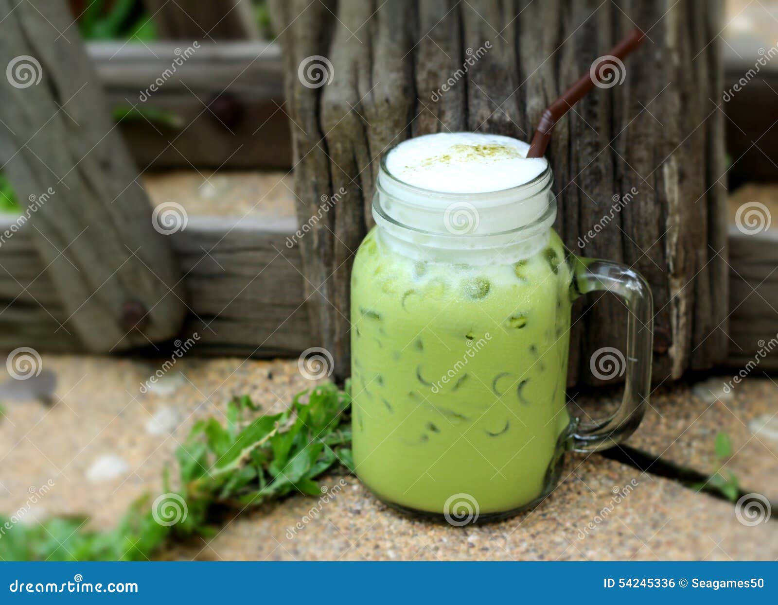 Iced Green Tea and Milk is Delicious Stock Photo - Image of mixed, cold ...