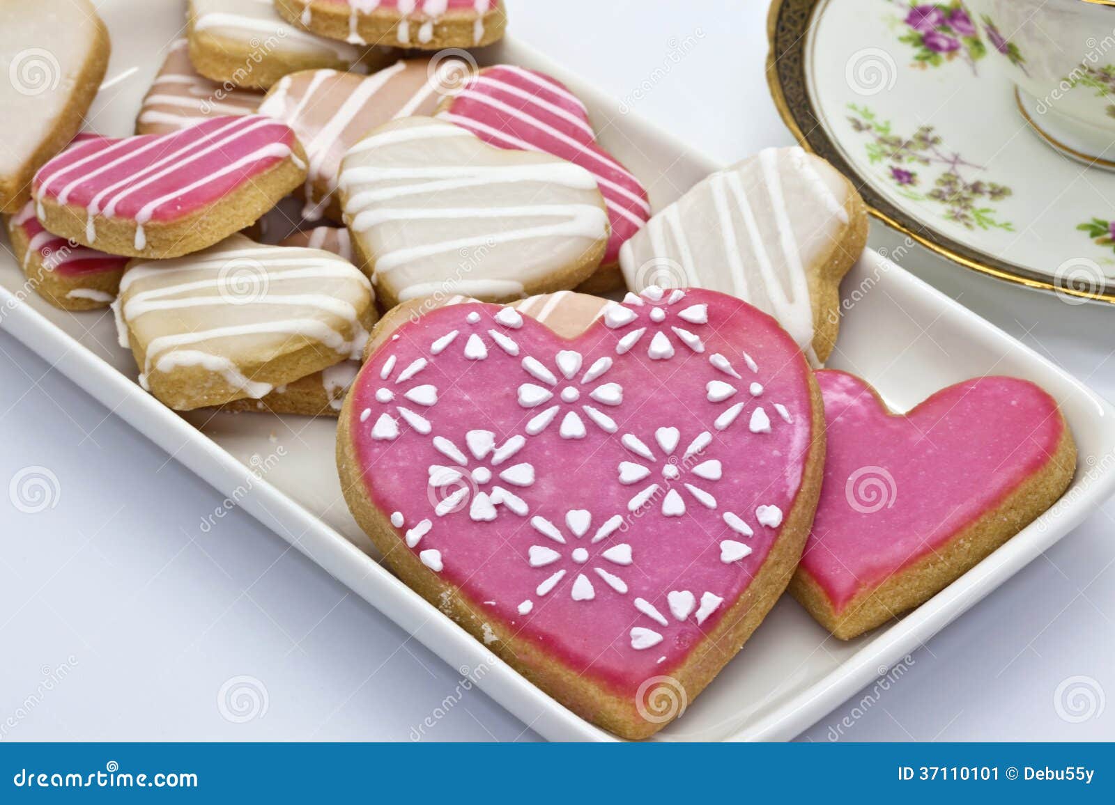 Iced heart shaped cookies. stock image. Image of background - 37110101