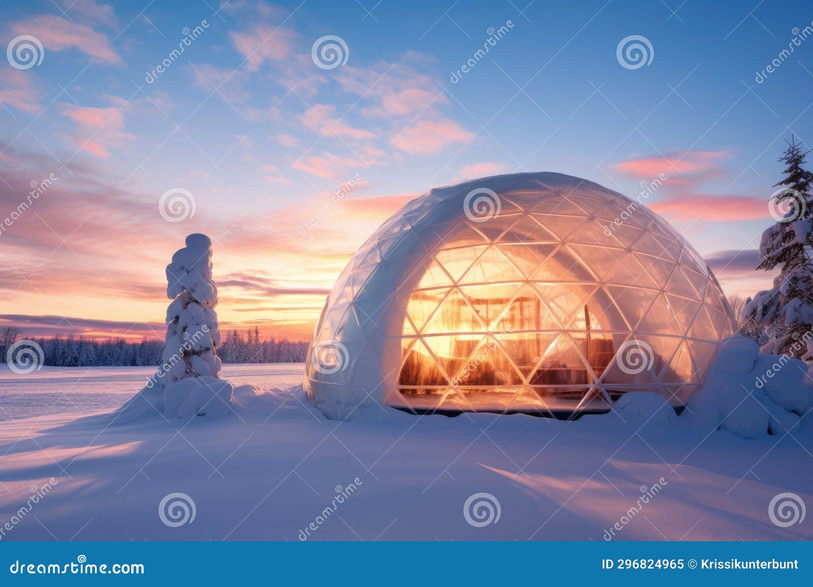 Iced Igloo in Winter AI Generated Stock Image - Image of polar, weather: 296824965
