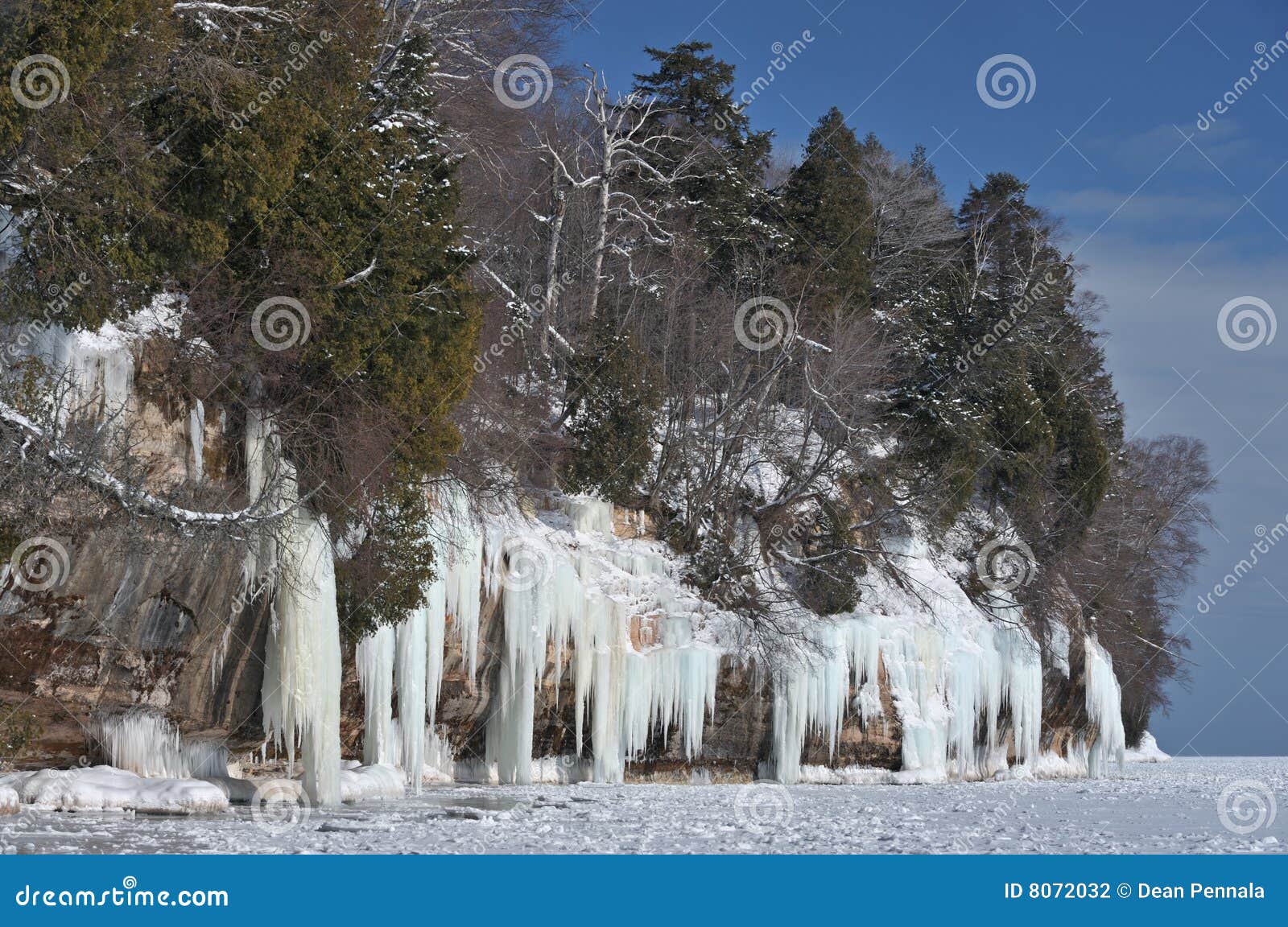 Iced Lake Superior Shoreline Stock Photo - Image of landscape, icicles ...