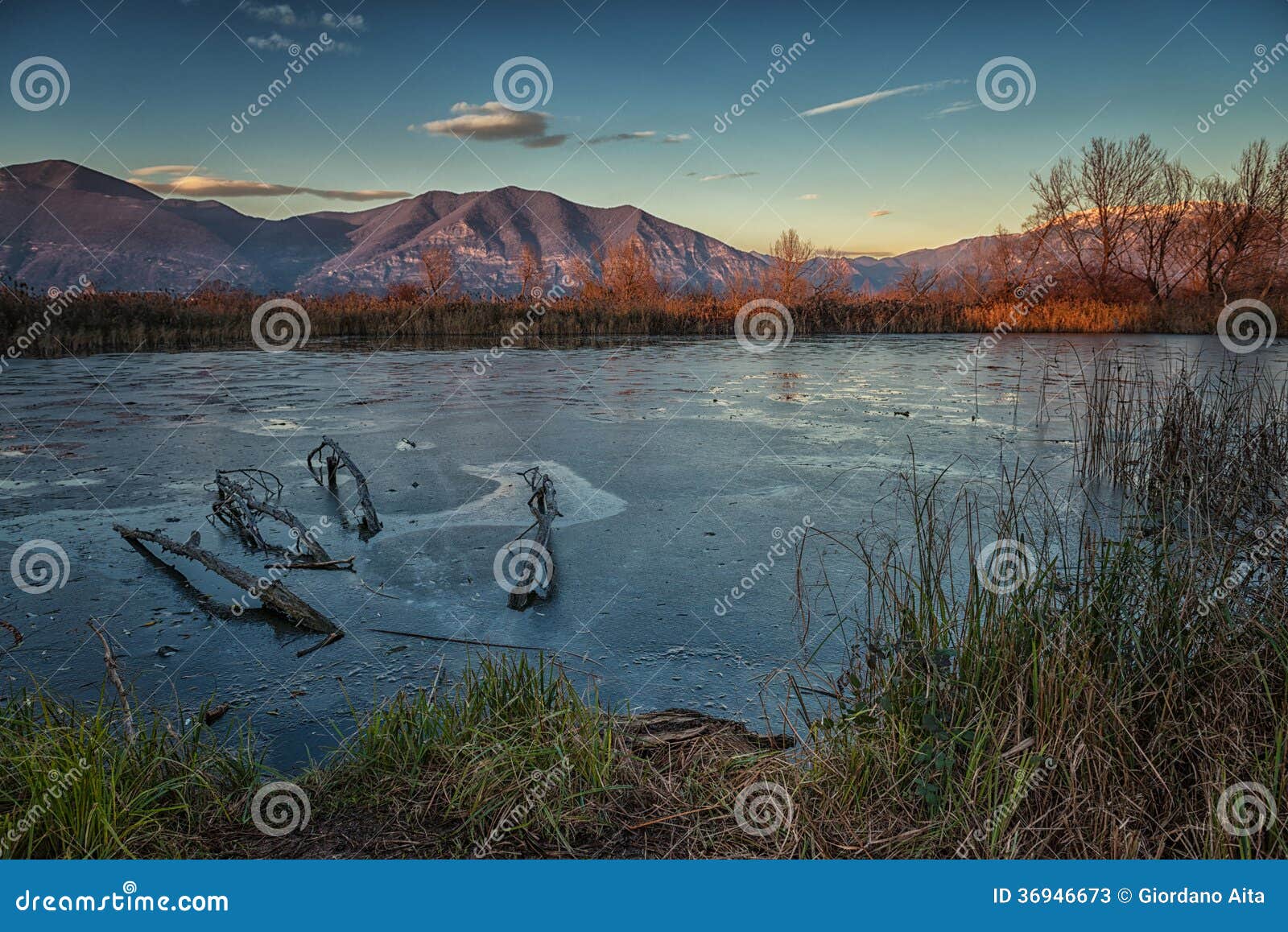 Iced lake stock image. Image of dusk, torbiere, water - 36946673