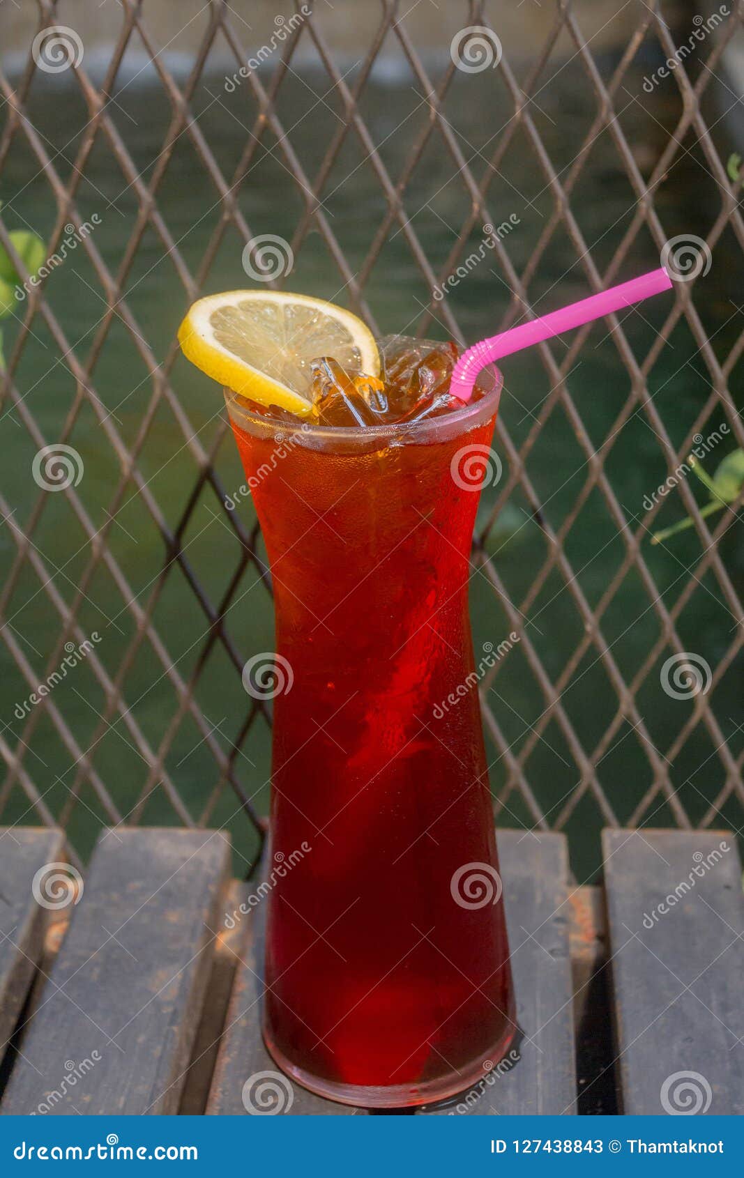 Iced Lemon Tea Set on the Table Ready To Serve. Stock Image - Image of ...