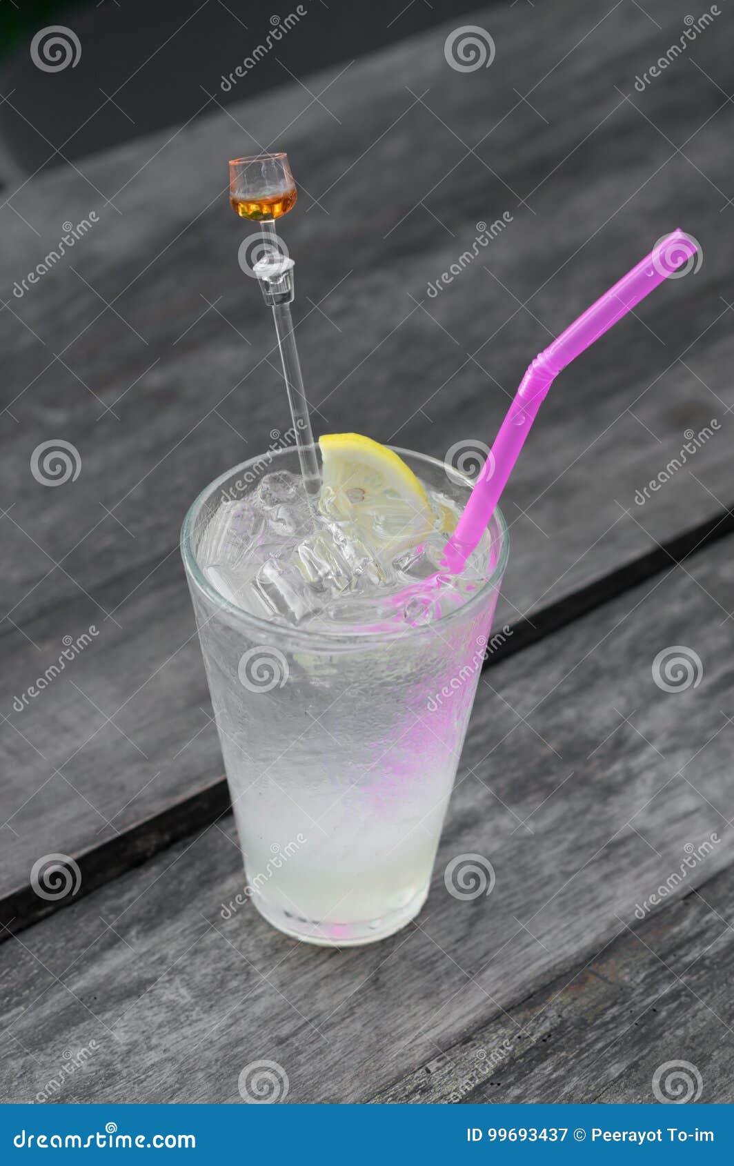 Iced Lemon Juice Glass on Table. Stock Image - Image of cool, slice ...