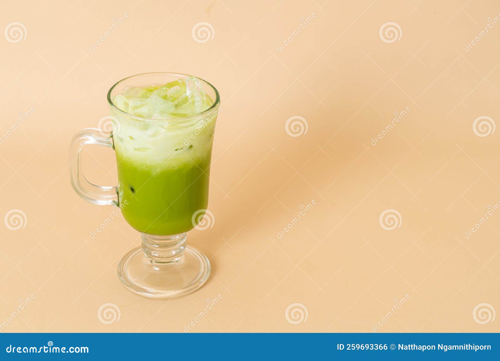 Iced Matcha Green Tea Latte in Glass Stock Photo - Image of homemade ...