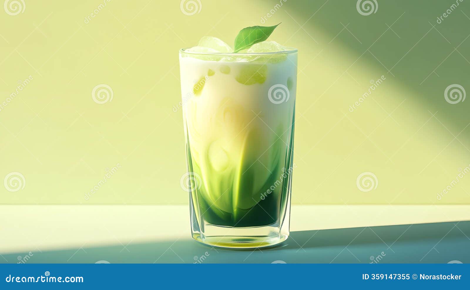 Iced Matcha Latte with Creamy Layers. Pic Stock Image - Image of drink ...