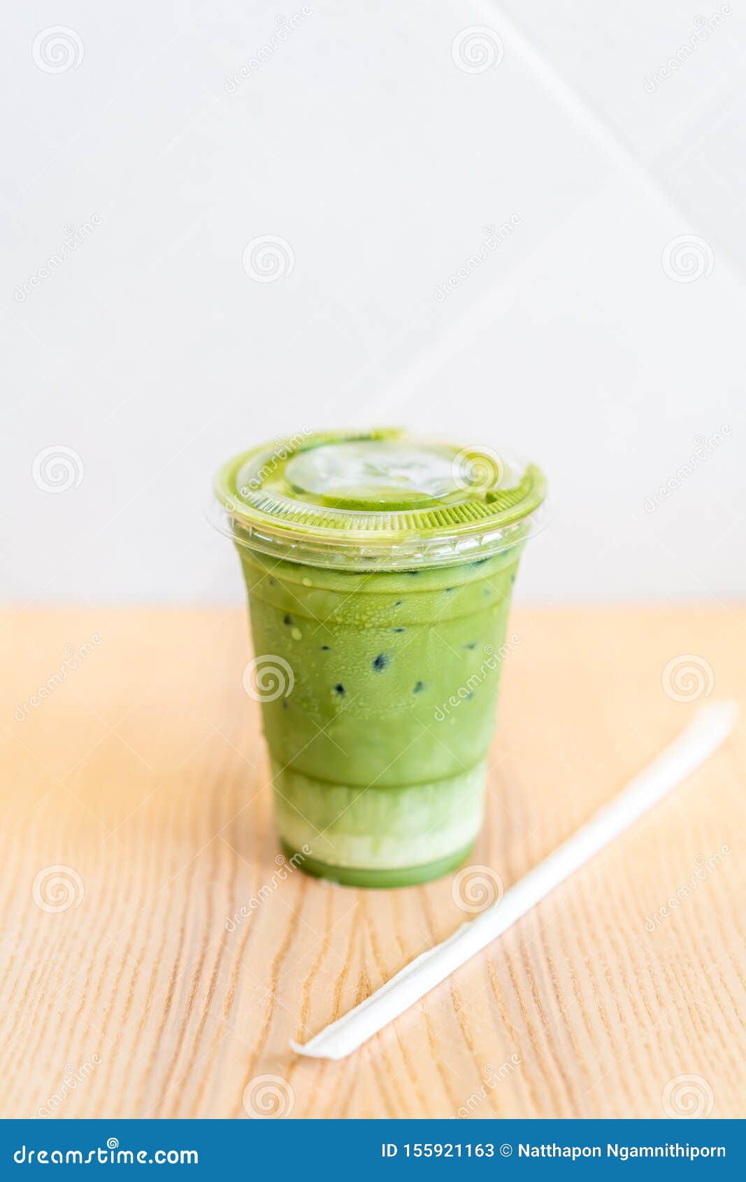 Iced Matcha Latte Green Tea Cup Stock Image - Image of chinese, cream ...
