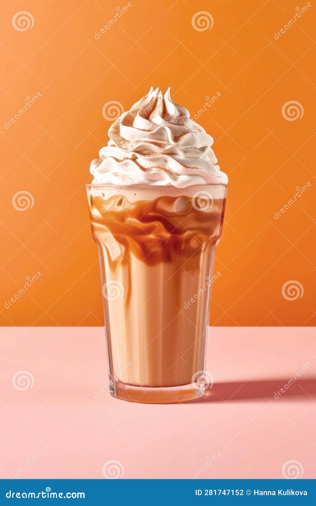 Iced Milk Coffee With Chocolate Syrup And Whipped Cream. Stock ...