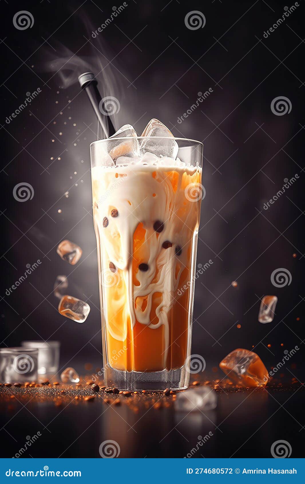 Iced Milk Tea is a Mixture of Thai Tea and Milk. Generative AI ...