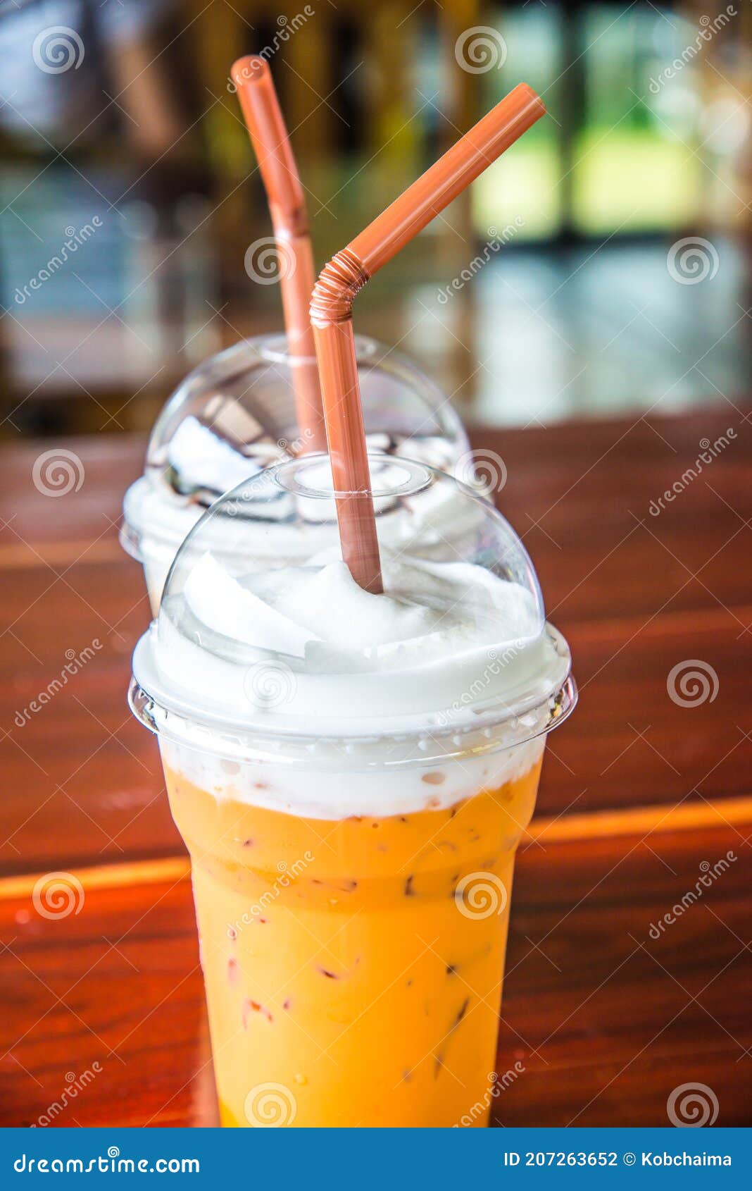 Iced Milk Tea in Plastic Cup Stock Photo - Image of delicious, iced ...