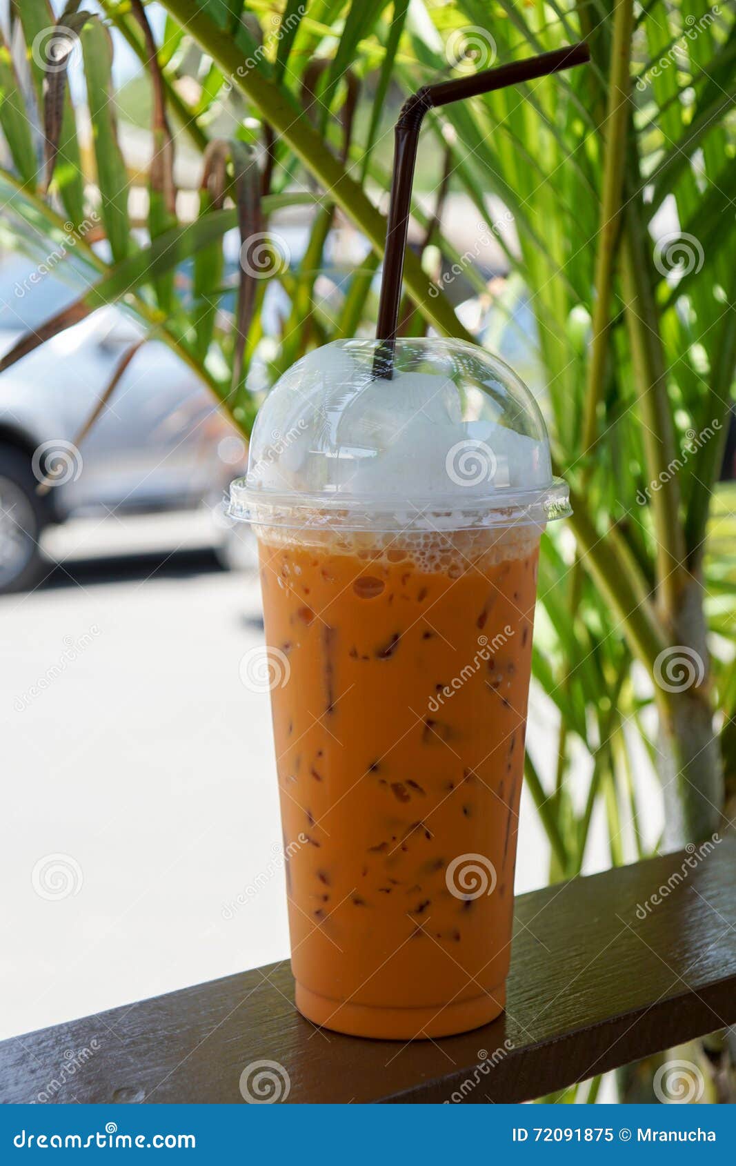 Iced Milk Tea in Take Away Plastic Cup Stock Image - Image of iced ...