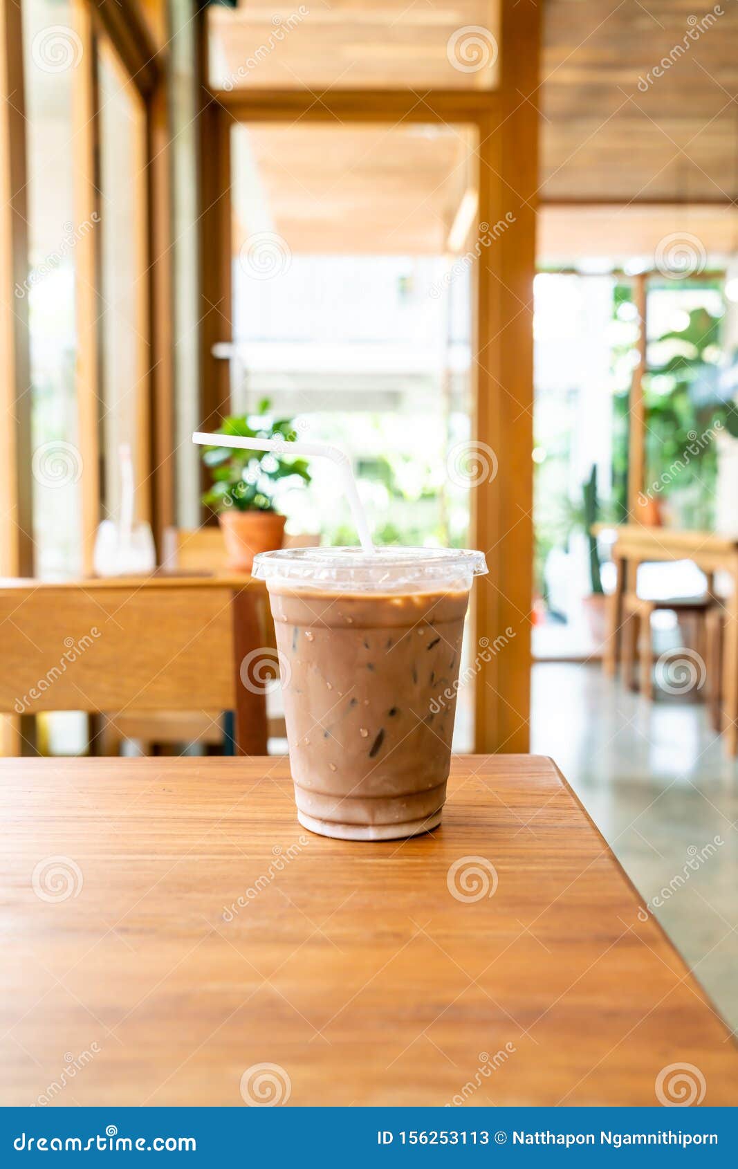 Iced mocha coffee cup stock image. Image of milk, cream - 156253113